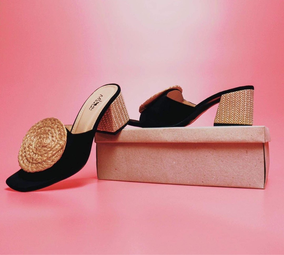 Banig/Abaca block heels sandals (100% local), Women's Fashion, Footwear ...