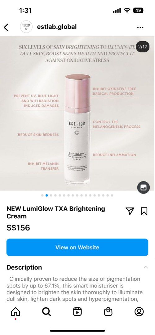 Brand new est lab TXA brightening cream, Beauty & Personal Care, Face ...