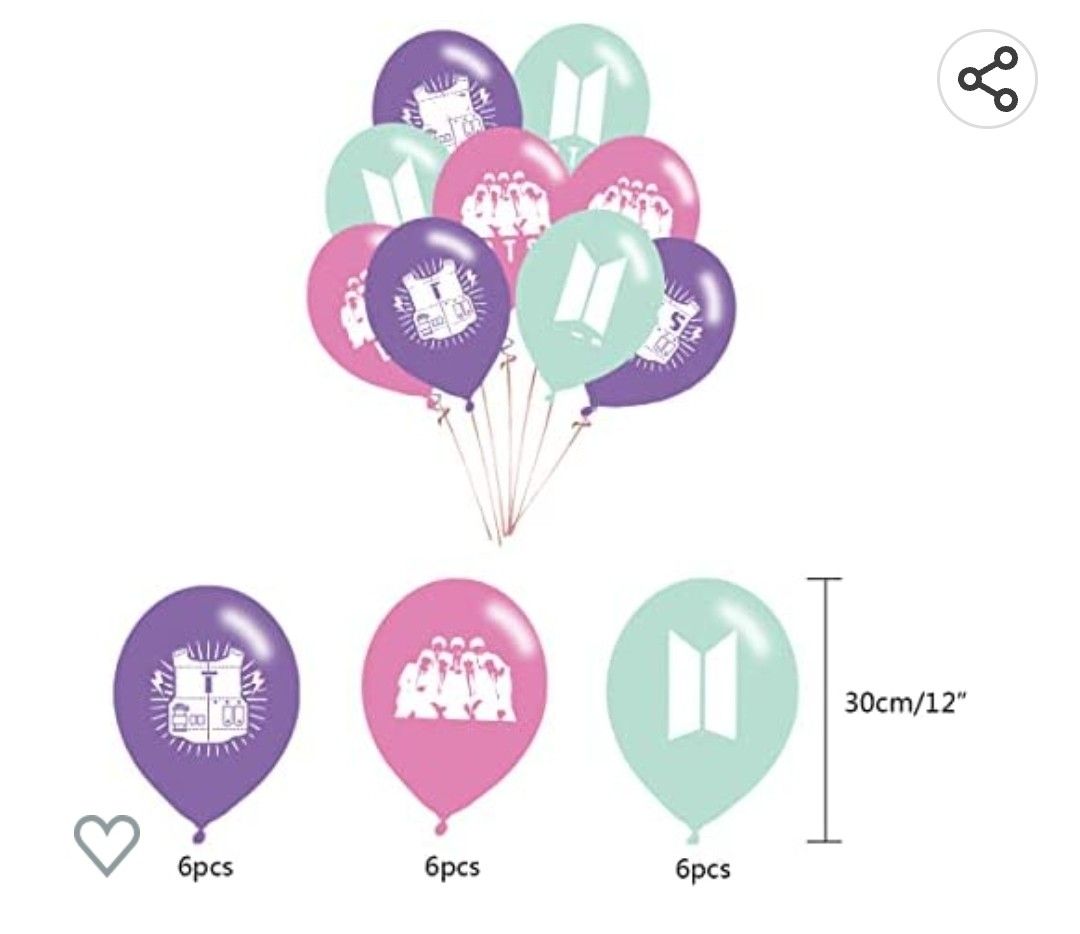 BTS Birthday Set - Banner, Balloon, cake topper, Hobbies & Toys ...