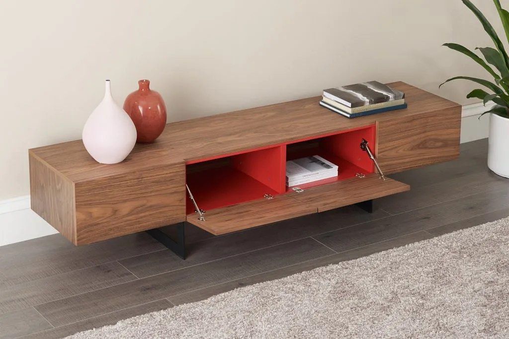 Castlery Nigel walnut tv console concealed media storage unit ...