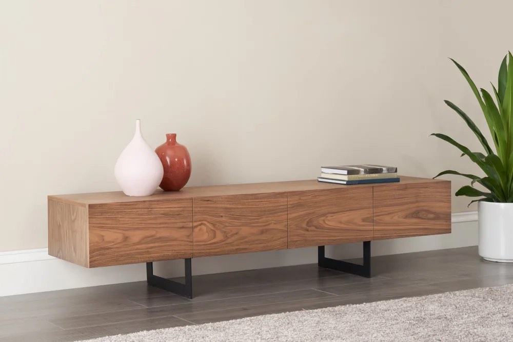 Castlery Nigel walnut tv console concealed media storage unit ...