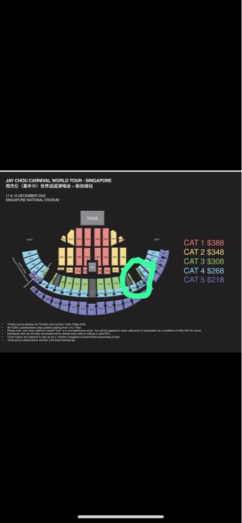 [Cat 3] 17 Dec - Jay Chou Concert x1, Tickets & Vouchers, Event Tickets ...
