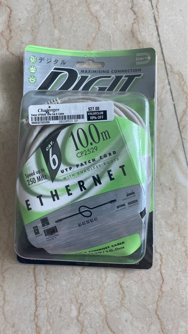 Cat 6 Eternet Cable - 10 m, Computers & Tech, Parts & Accessories ...