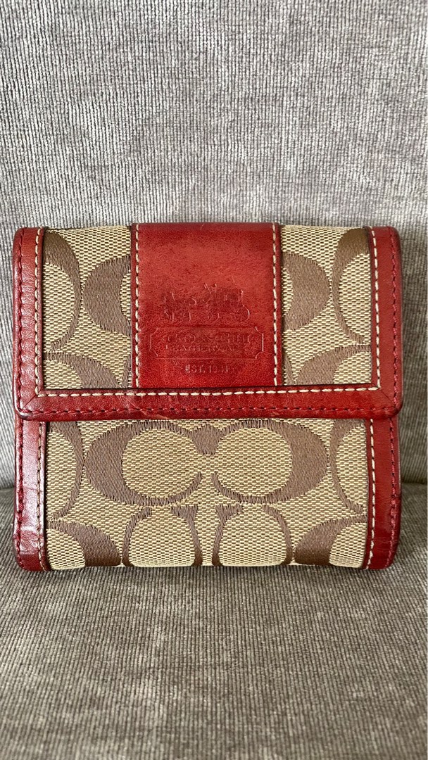Coach small wallet in Red color, Luxury, Bags & Wallets on Carousell