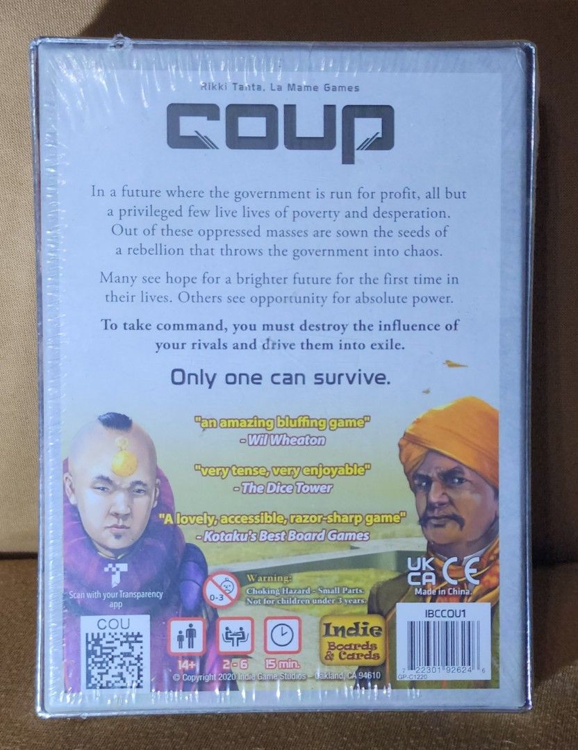Coup Board & Card Game, Hobbies & Toys, Toys & Games on Carousell