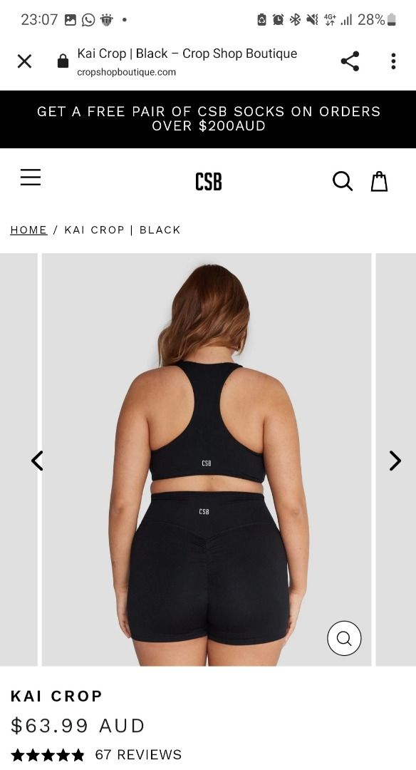 CSB BNWOT Kai Crop, Women's Fashion, Activewear on Carousell