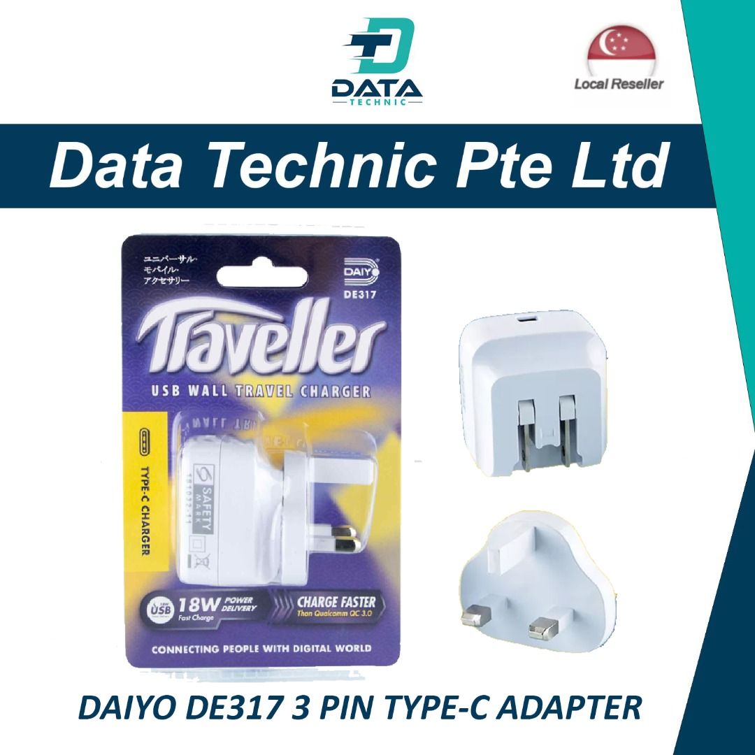 DAIYO DE317 3 PIN TYPE-C ADAPTER, TV & Home Appliances, Electrical, Adaptors & Sockets on Carousell