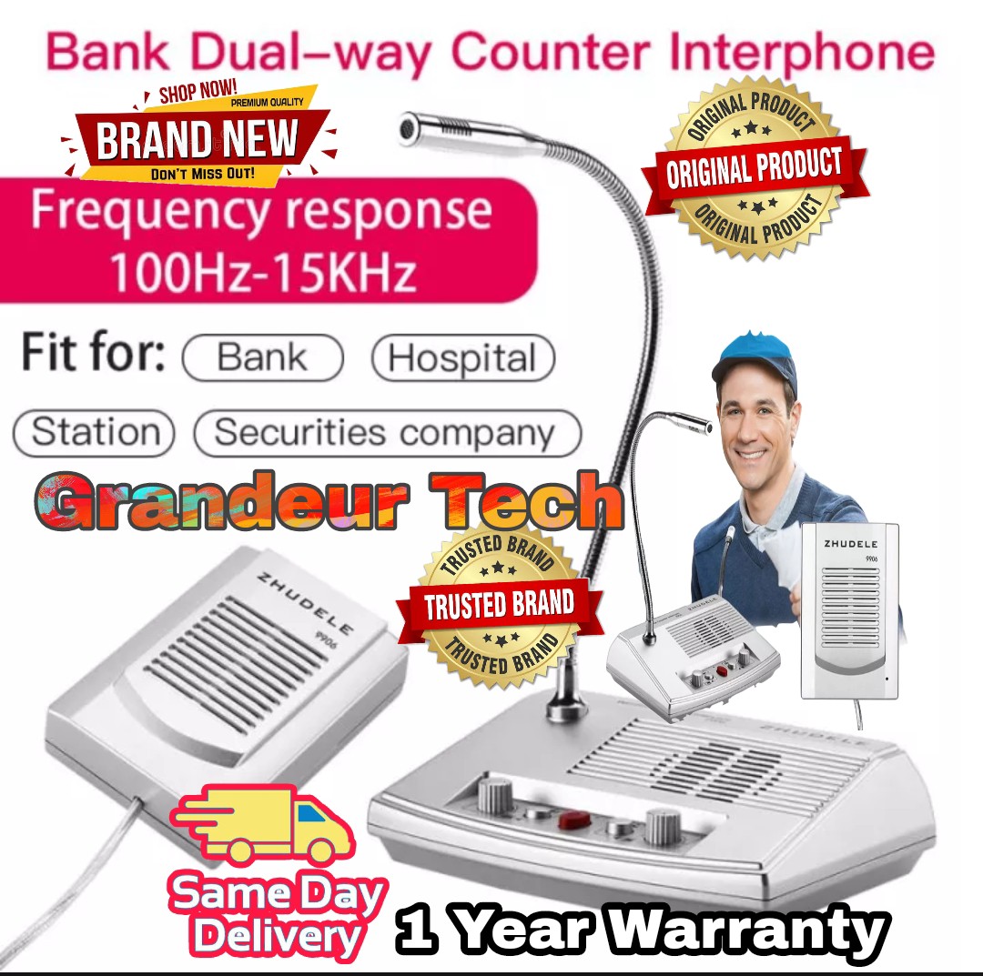 DualWay Window Glass Counter Intercom Interphone Speaker ...