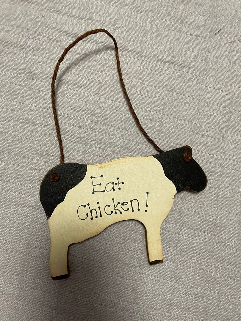 Eat chicken not beef cow wooden sign, Hobbies & Toys, Stationery ...