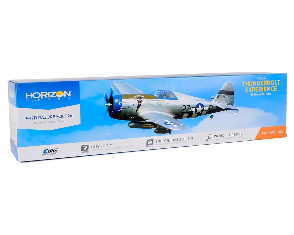 E-flite P-47D Razorback BNF Basic Electric Airplane (1200mm) w/AS3X ...