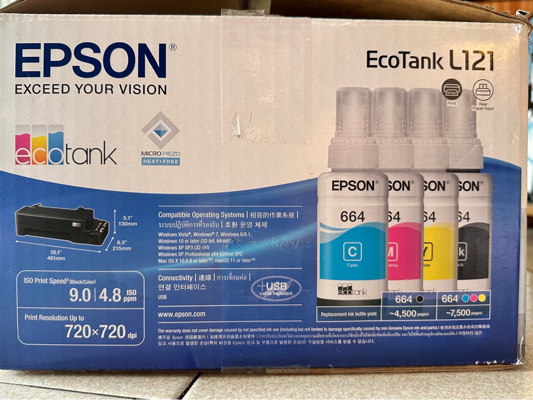 Epson Ecotank L121 Inkjet Color Printer, Computers & Tech, Printers ...