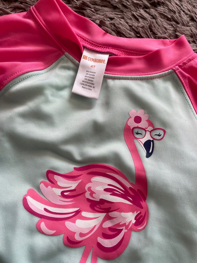 Flamingo rashguard swimsuit set for girls, 4T, Babies & Kids, Babies ...