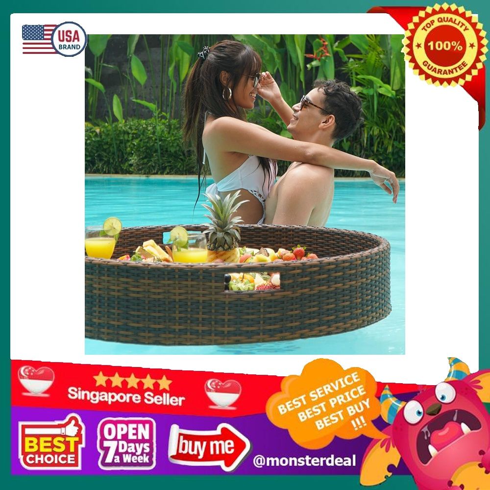 Floating Serving Trays Table Bar XLge Round - Swimming Pool Floats for Adults for Sandbars, Spas ...