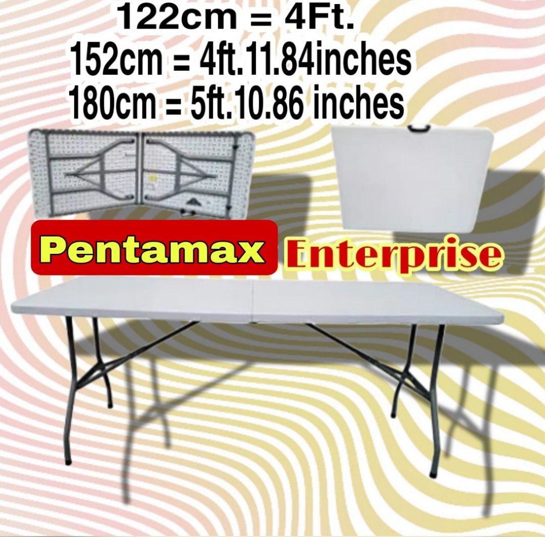 Folding Table 6ft Portable Heavy Duty Plastic Fold-in-Half Utility ...
