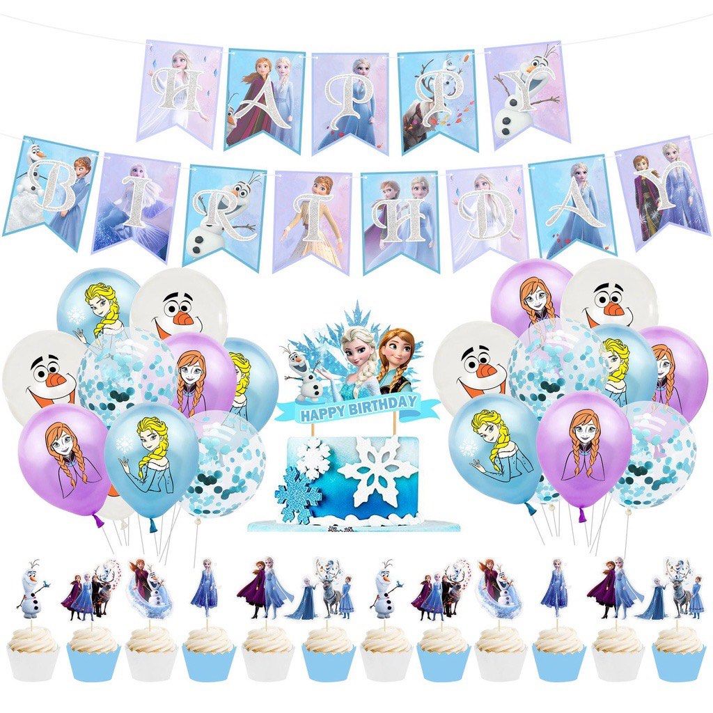 Frozen Elsa Anna Princess Olaf Happy Birthday Party Balloon Banner ...