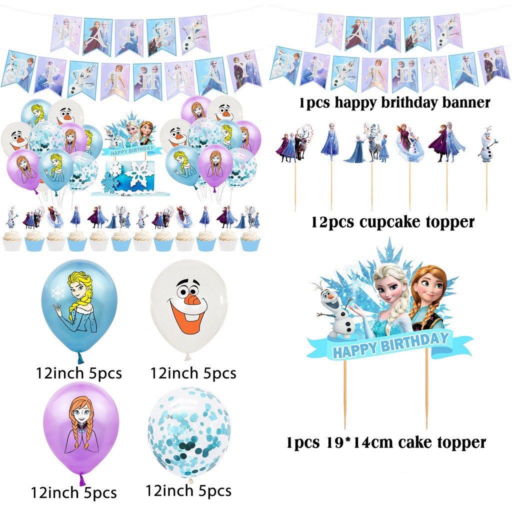 Frozen Elsa Anna Princess Olaf Happy Birthday Party Balloon Banner ...