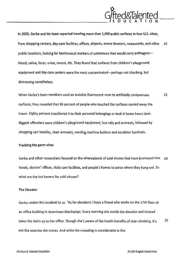 GATE Gifted and Talented P3 GEP 2022 P3 GEP English Eng Math GA general ...