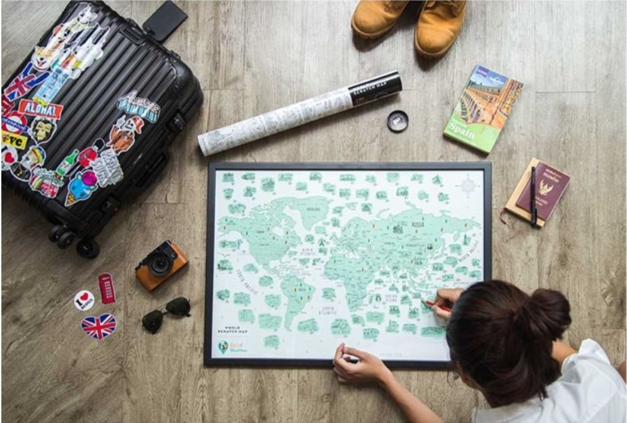 Good Weather Scratch Map (World) 刮刮地圖, 興趣及遊戲, 手作＆自家設計, 文具 - Carousell