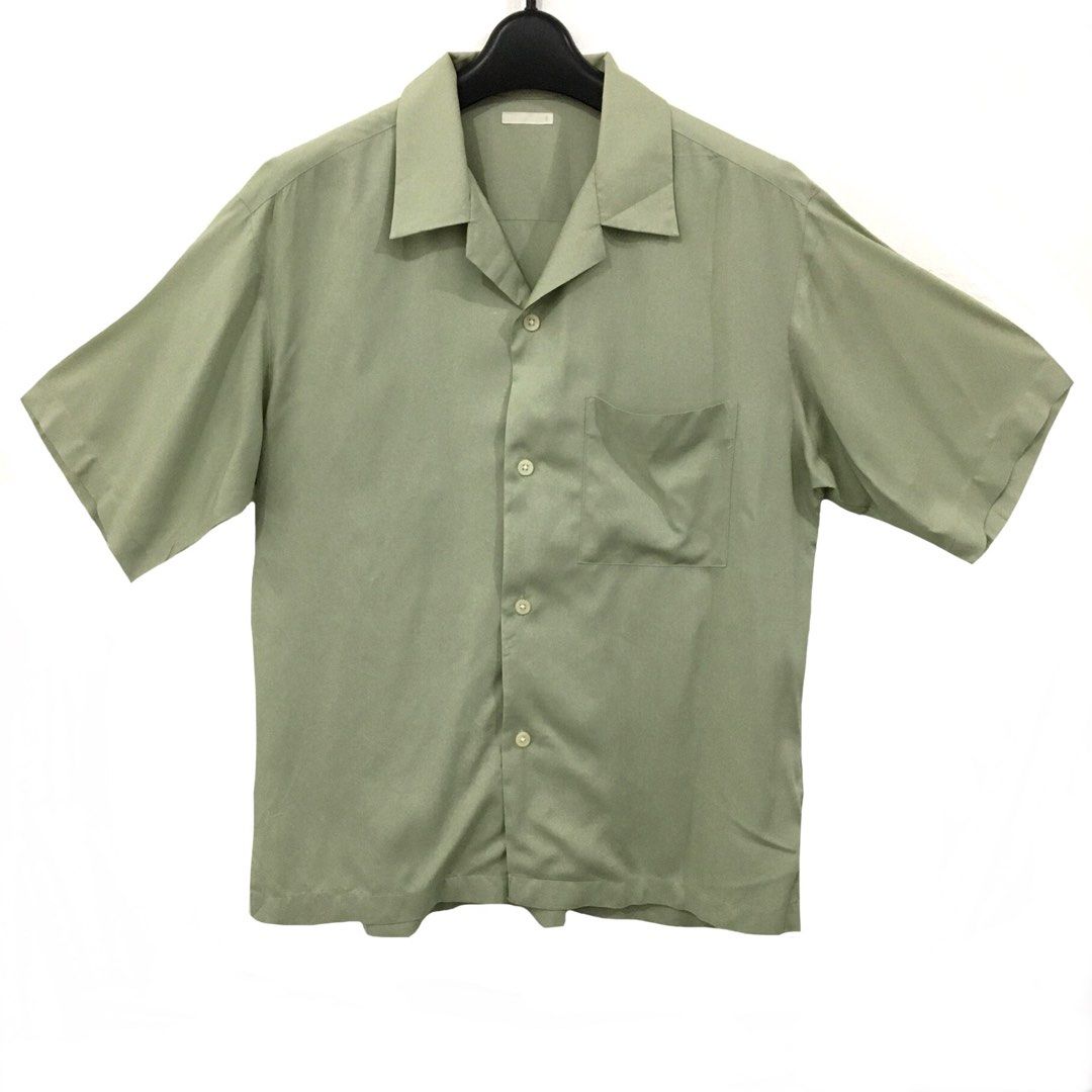 GU Mens By Uniqlo Open Collar Rayon Soft Smart Minimalist Relaxed Polo ...