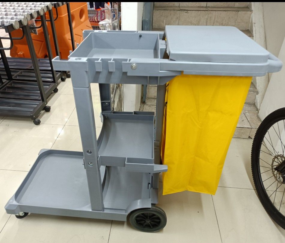Janitor Cart Commercial Housekeeping Utility Cart with 3 Shelfs, 25 ...