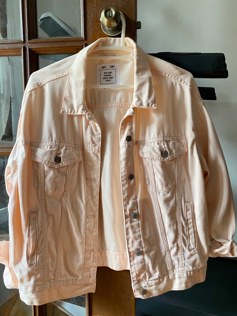 Light Pink Denim Jacket, Women's Fashion, Coats, Jackets and Outerwear ...