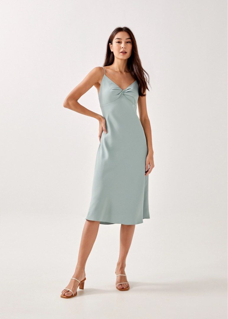 Love Bonito Ivrina Bias Cut Knot Twist Dress, Women's Fashion, Dresses ...