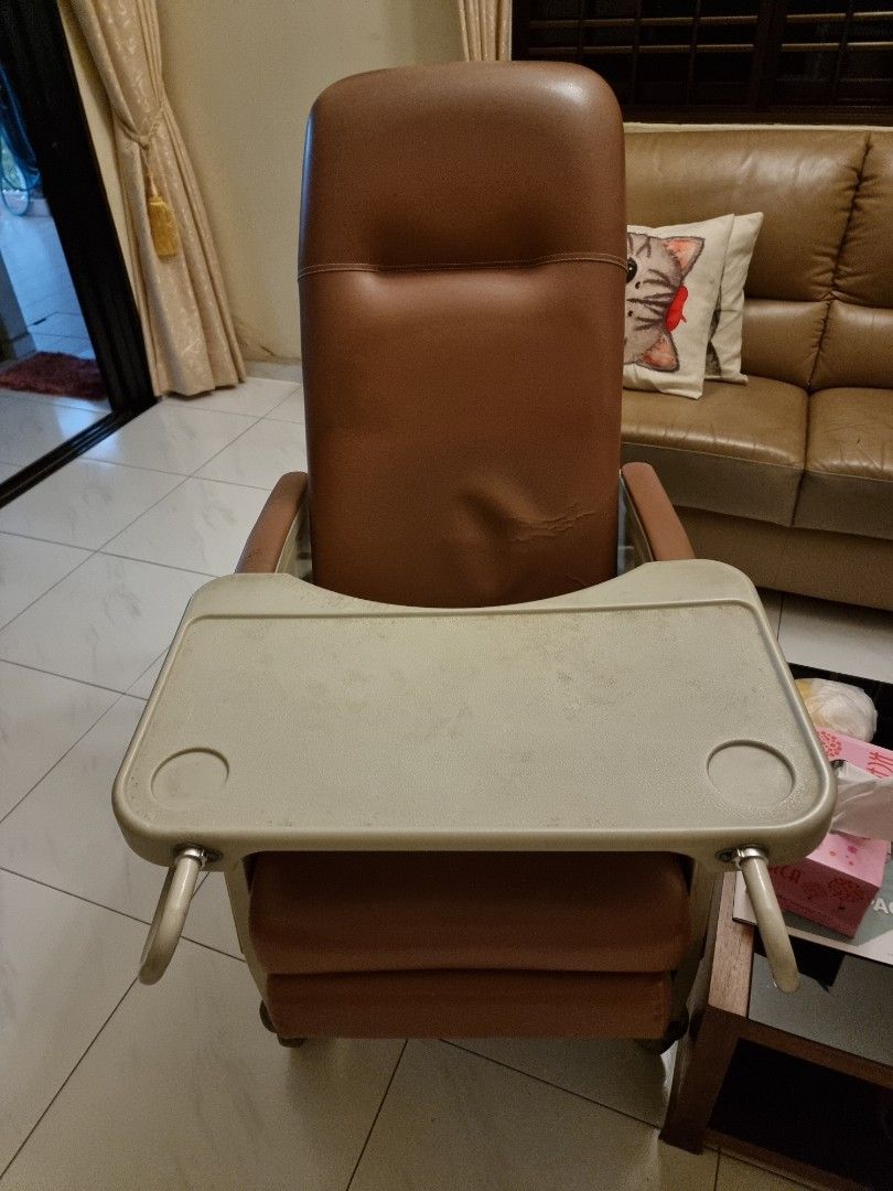Manual Reclining Geriatric Chair with Tray, Furniture & Home Living ...