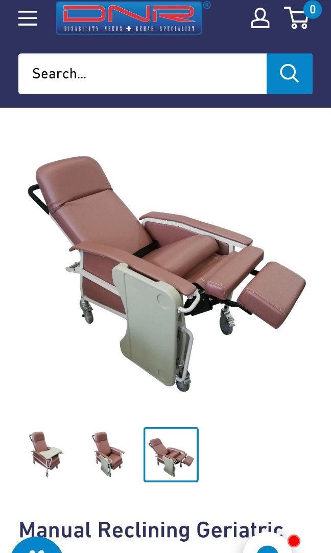 Manual Reclining Geriatric Chair with Tray, Furniture & Home Living ...