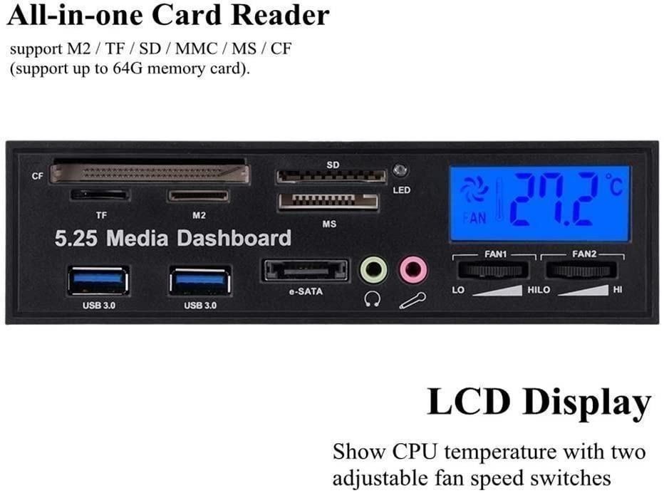 Mavis Laven PC Dashboard Media Front Panel, 5.25" Multifuntion Desktop ...