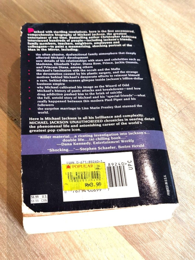Michael Jackson Unauthorised Book By Christopher Anderson Year 1995 ...
