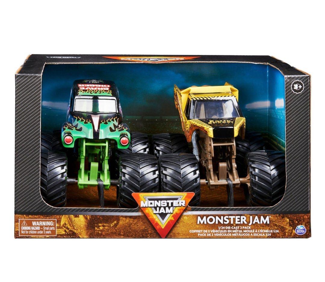 Monster Jam Double Earth Shaker Grave Digger Son UVA Digger Dragon 1:24 ...