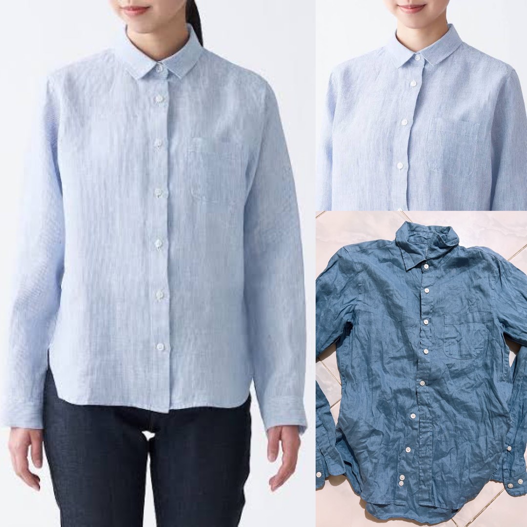 Muji Linen Top, Women's Fashion, Tops, Blouses on Carousell