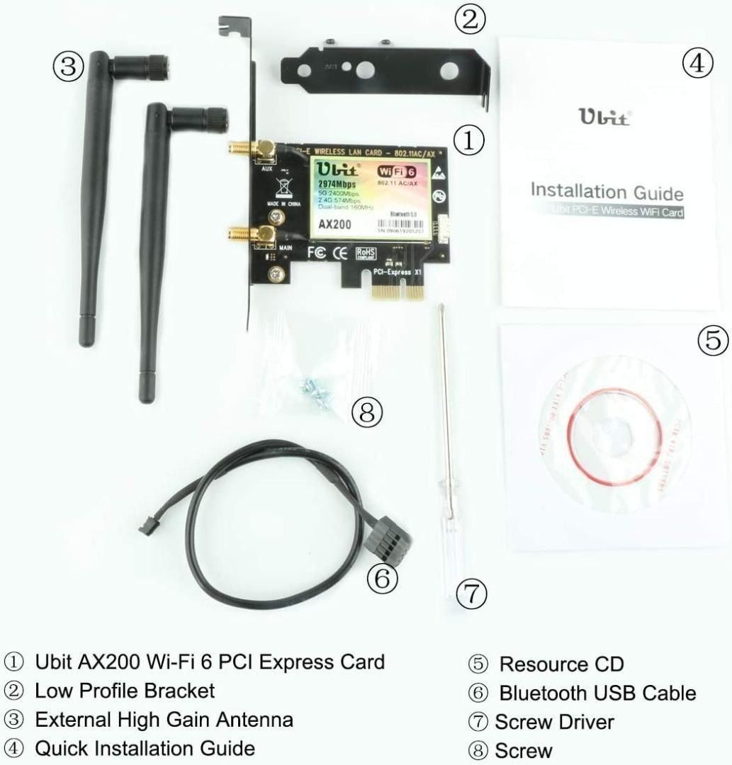 New Arrival! Ubit AX200 PCIE WiFi 6 Card 2974 Mbps Dual Band 5GHz/2 ...
