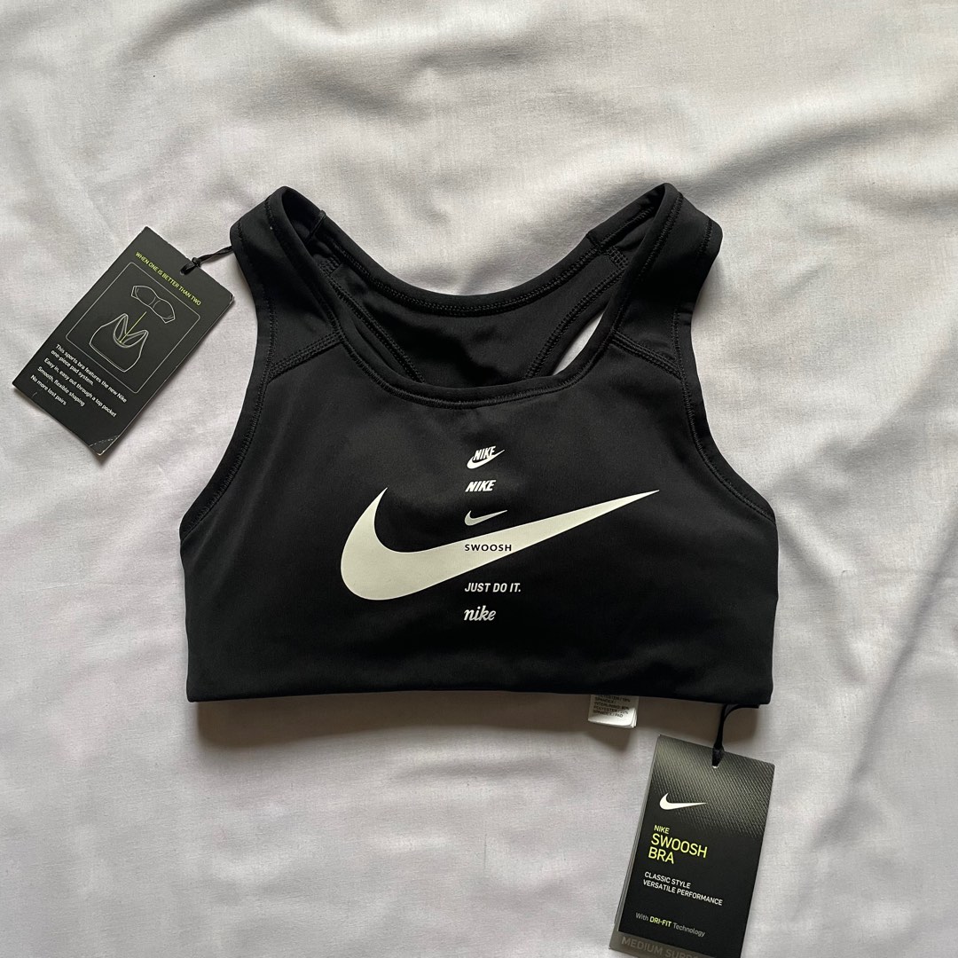 Nike Swoosh Sports Bra, Women's Fashion, Activewear on Carousell
