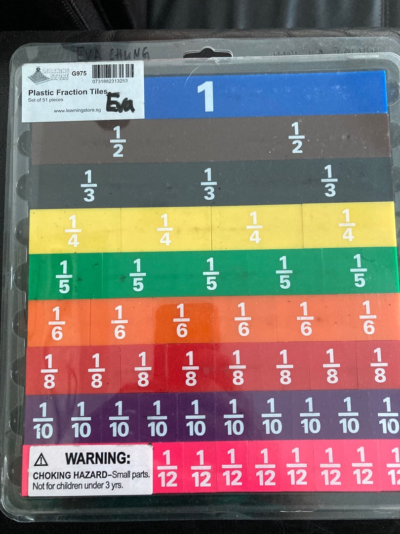 Plastic Fraction learning pieces, Hobbies & Toys, Toys & Games on Carousell