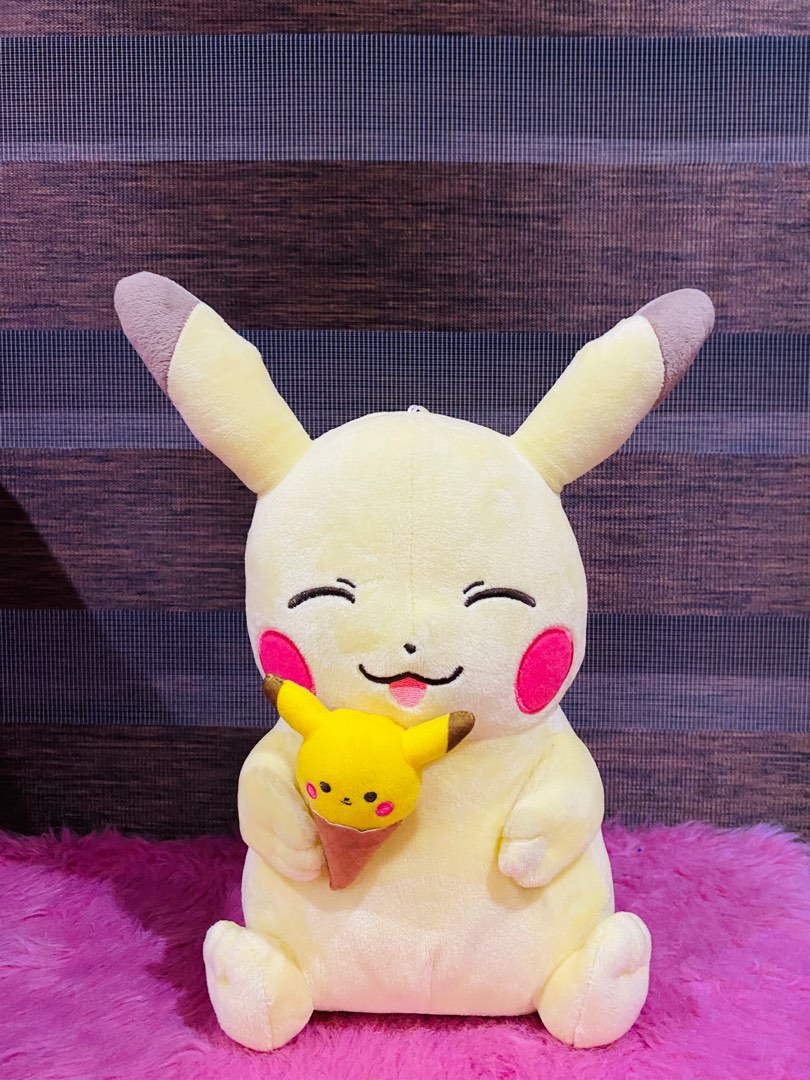 Pokemon Tea Party Pikachu plush with ice cream, Hobbies & Toys, Toys ...