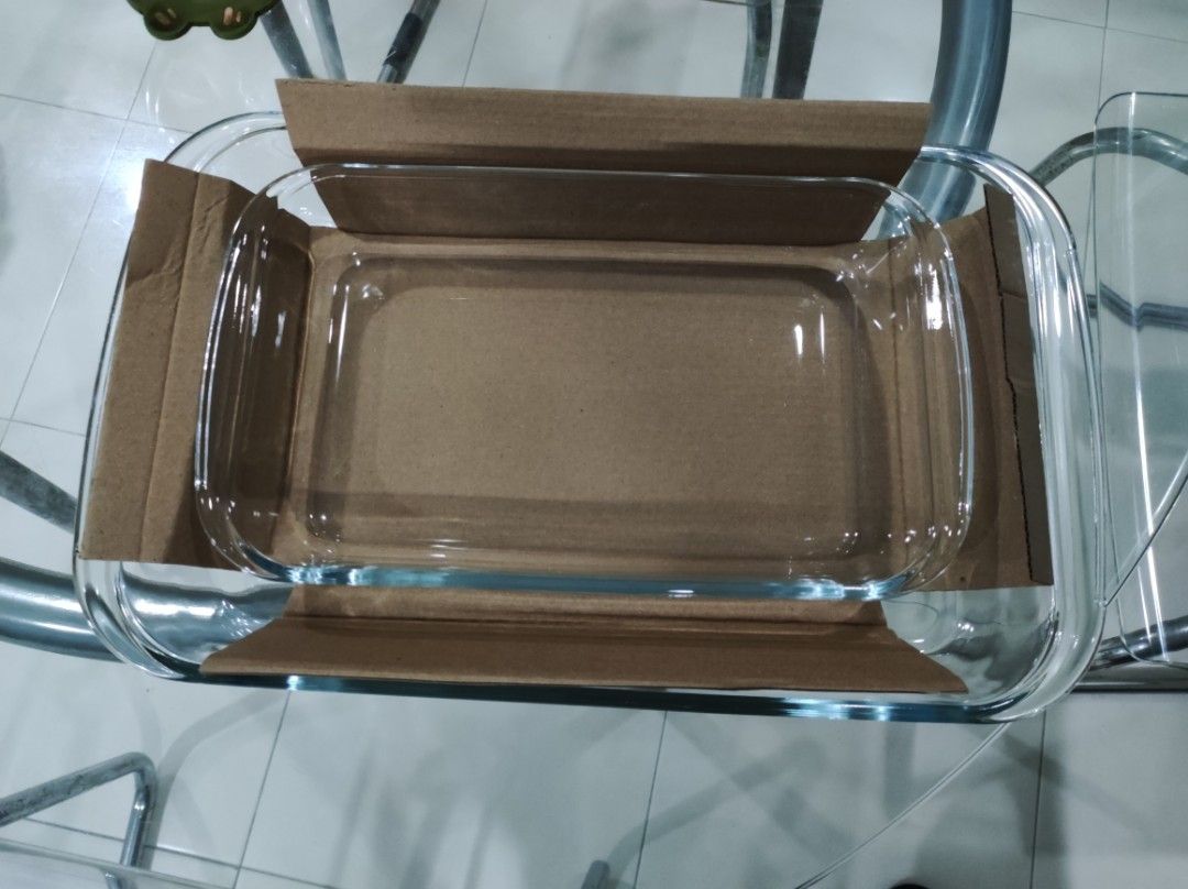 Rectangle Glass Tray Set (1 medium + 1 large), Furniture & Home Living ...