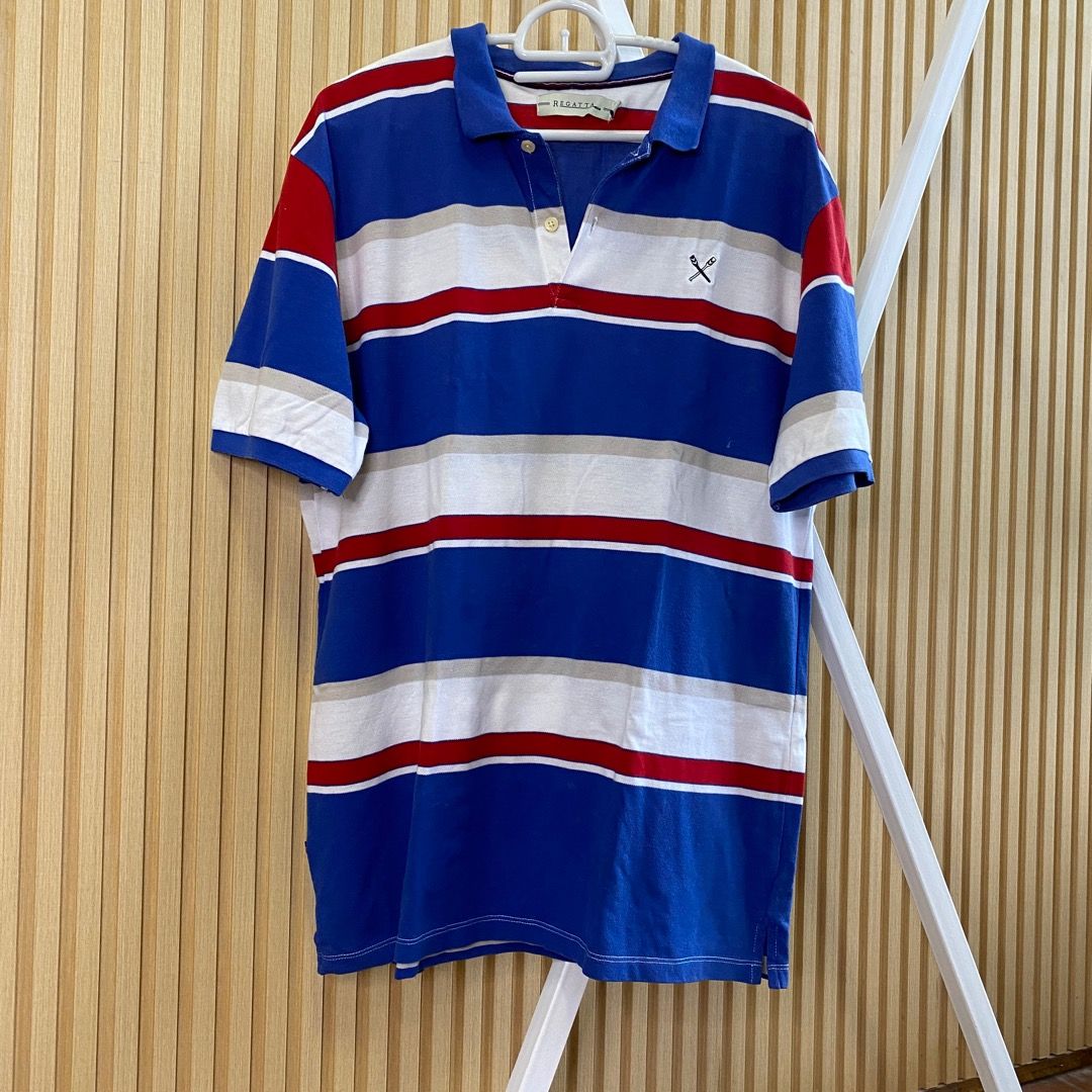 Reggata Red Blue And White Striped Polo Shirt Xxl Mens Fashion Tops