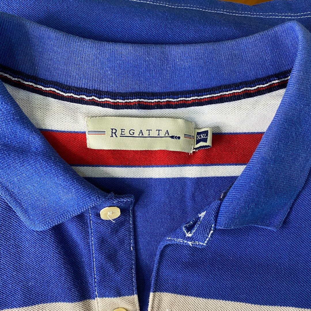 Reggata Red Blue And White Striped Polo Shirt Xxl Mens Fashion Tops