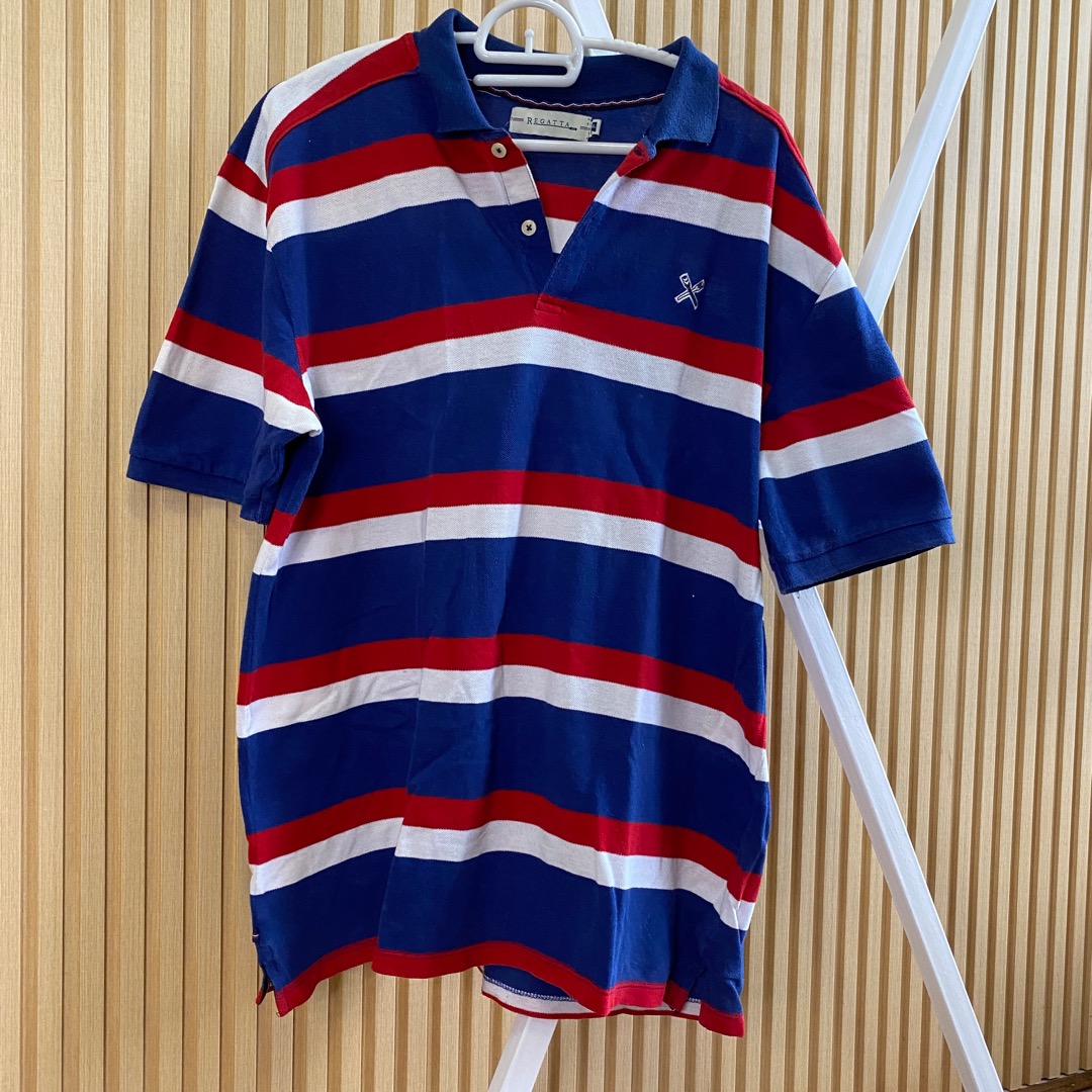 Reggata Red Blue And White Striped Polo Shirt Xxl Mens Fashion Tops