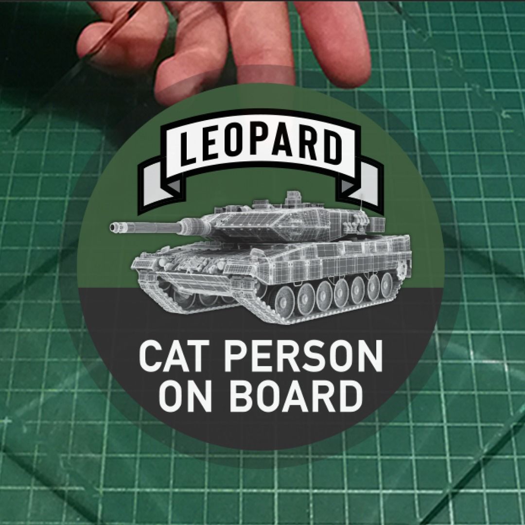 SAF ARMOUR : LEOPARD tank / CAT PERSON ON BOARD . Static Cling Car ...