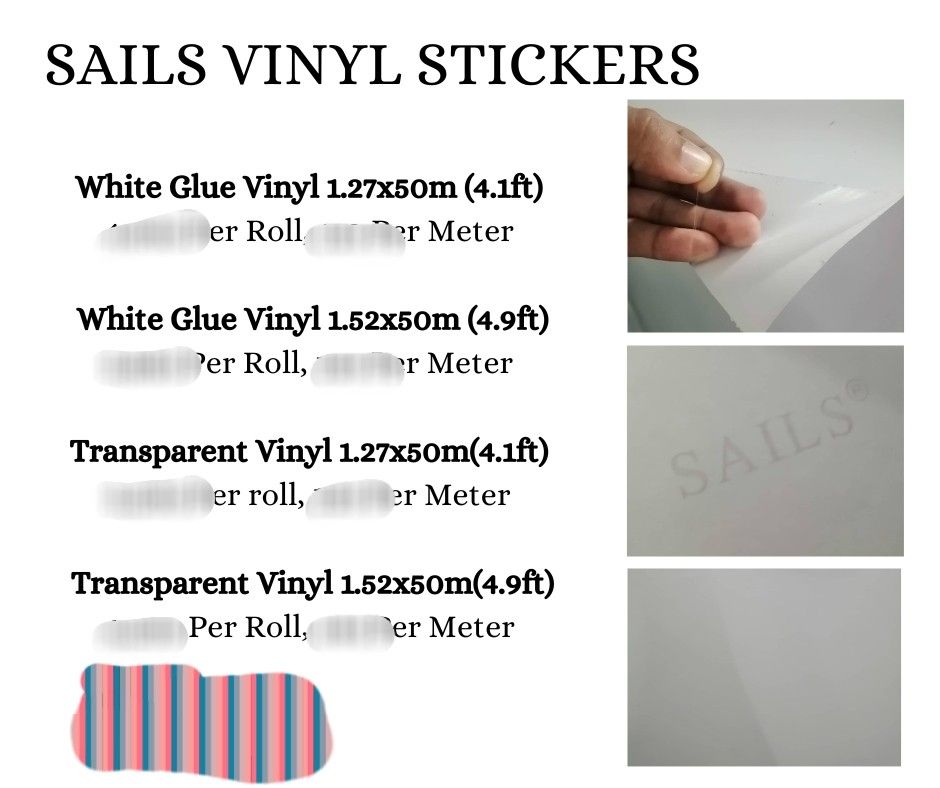 Sail Sails Vinyl vynil Stickers STICKER Transparent White Glue, Hobbies ...