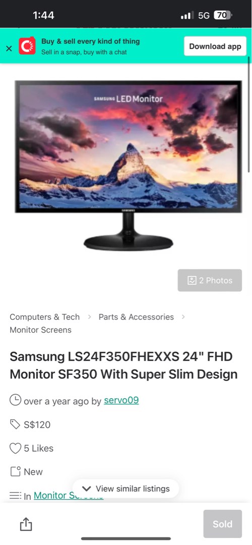Samsung LS24F350FHEXXS 24" FHD Monitor SF350 With Super Slim Design ...