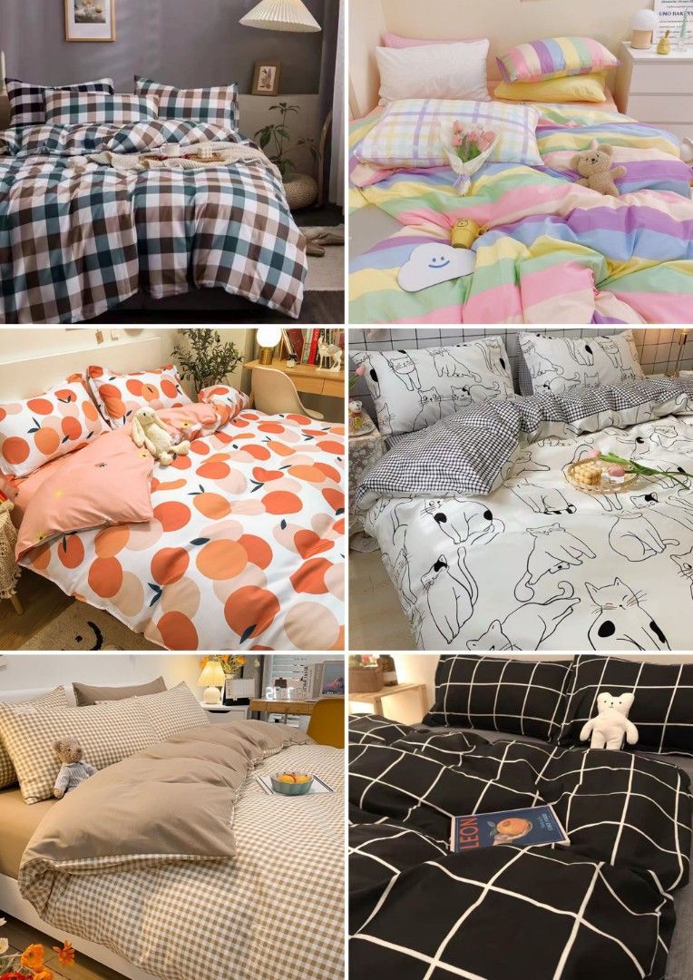 Set Cadar 6 In 1 Gebu Cotton (2 Tone-Color), Furniture & Home Living ...