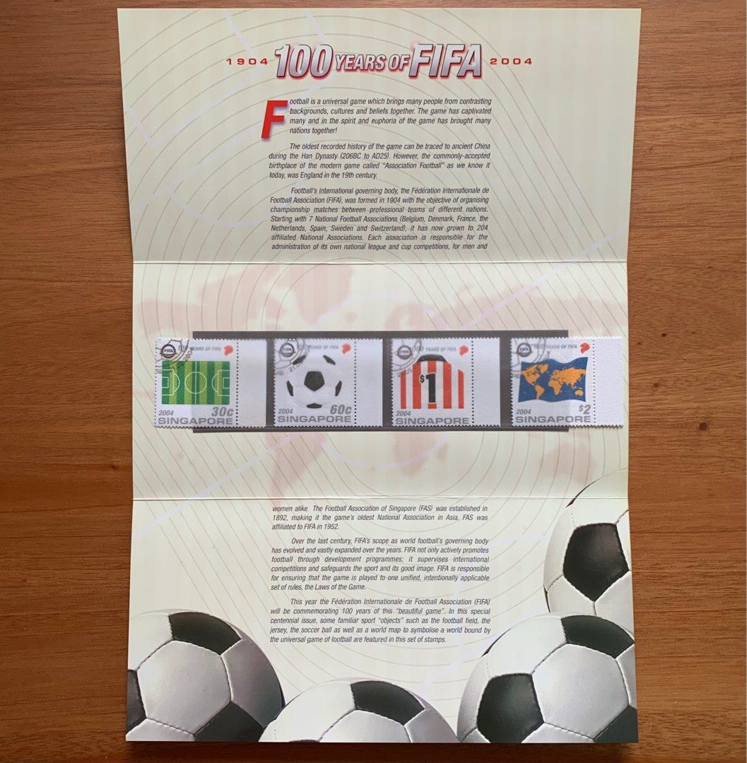 Singapore 2004 Presentation Pack for 100 Yr SOCCER FIFA World Cup stamp ...