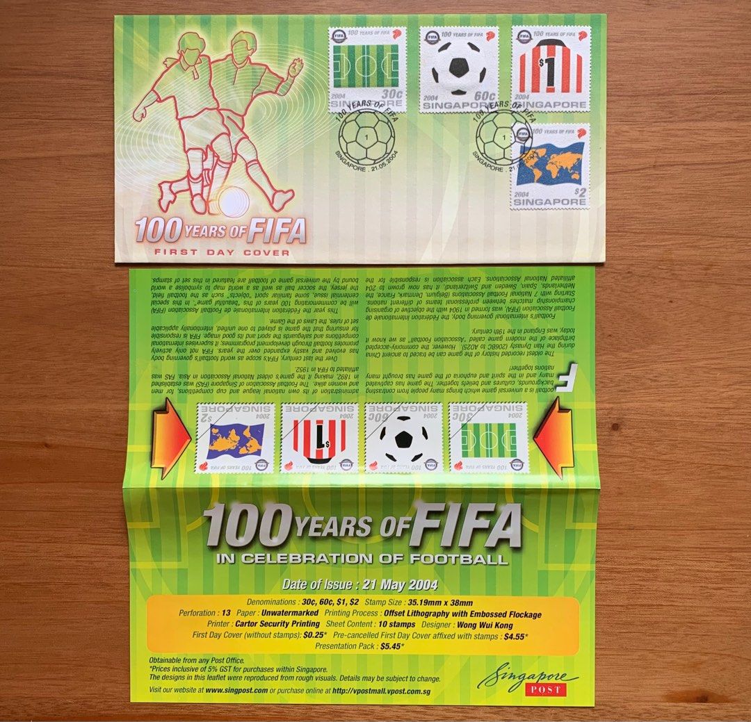Singapore 2004 SOCCER 100 years FIFA World Cup stamp - special material ...