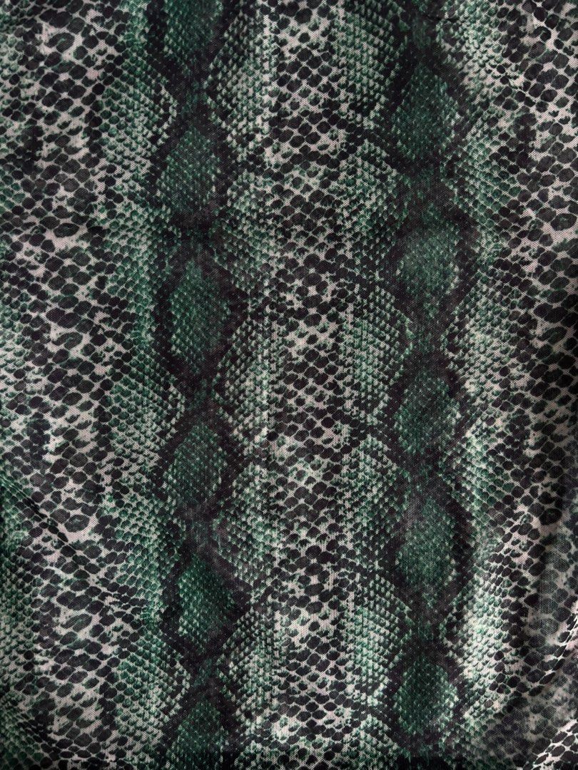 Snake Skin Mesh Top, Women's Fashion, Tops, Longsleeves on Carousell