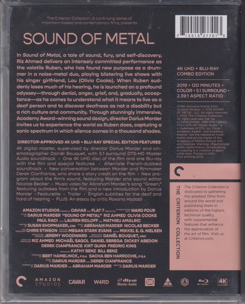 Sound of Metal 4K (Criterion Collection No. 1151) Blu ray / Bluray ...