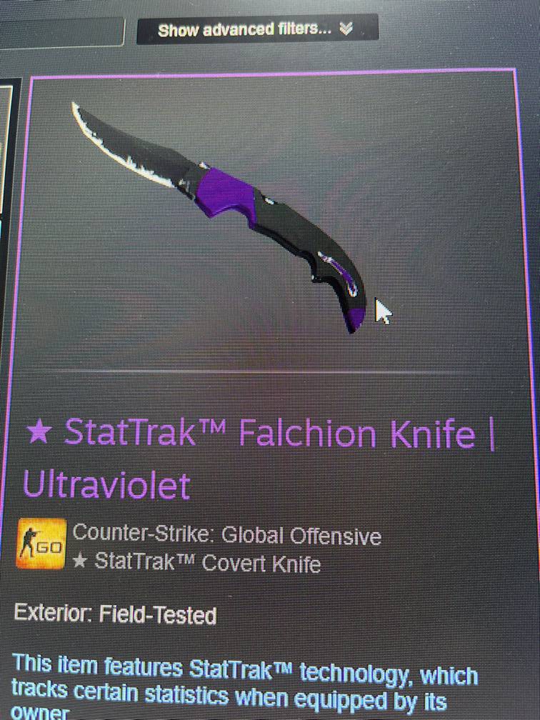 Stattrak Falchion FT Ultraviolet Knife, Video Gaming, Gaming ...