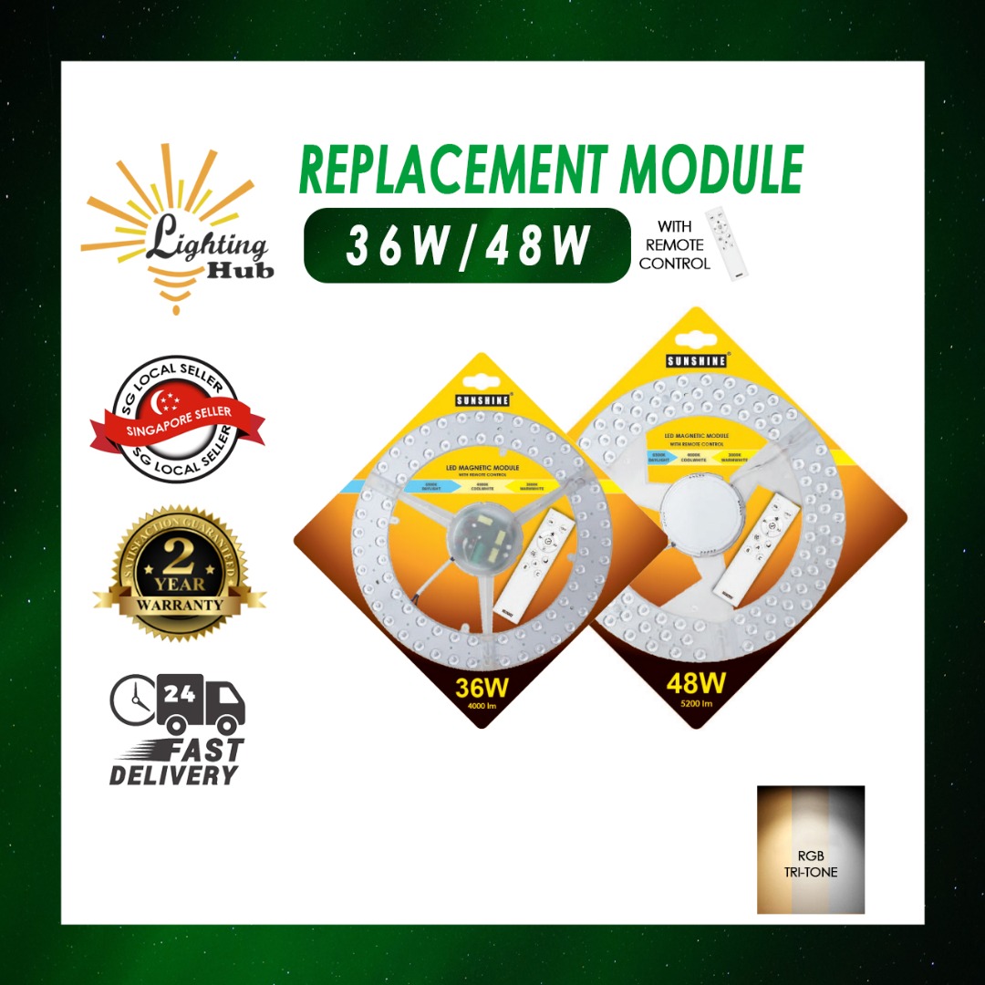 SUNSHINE Replacement module for ceiling light with Remote Control / 36W ...